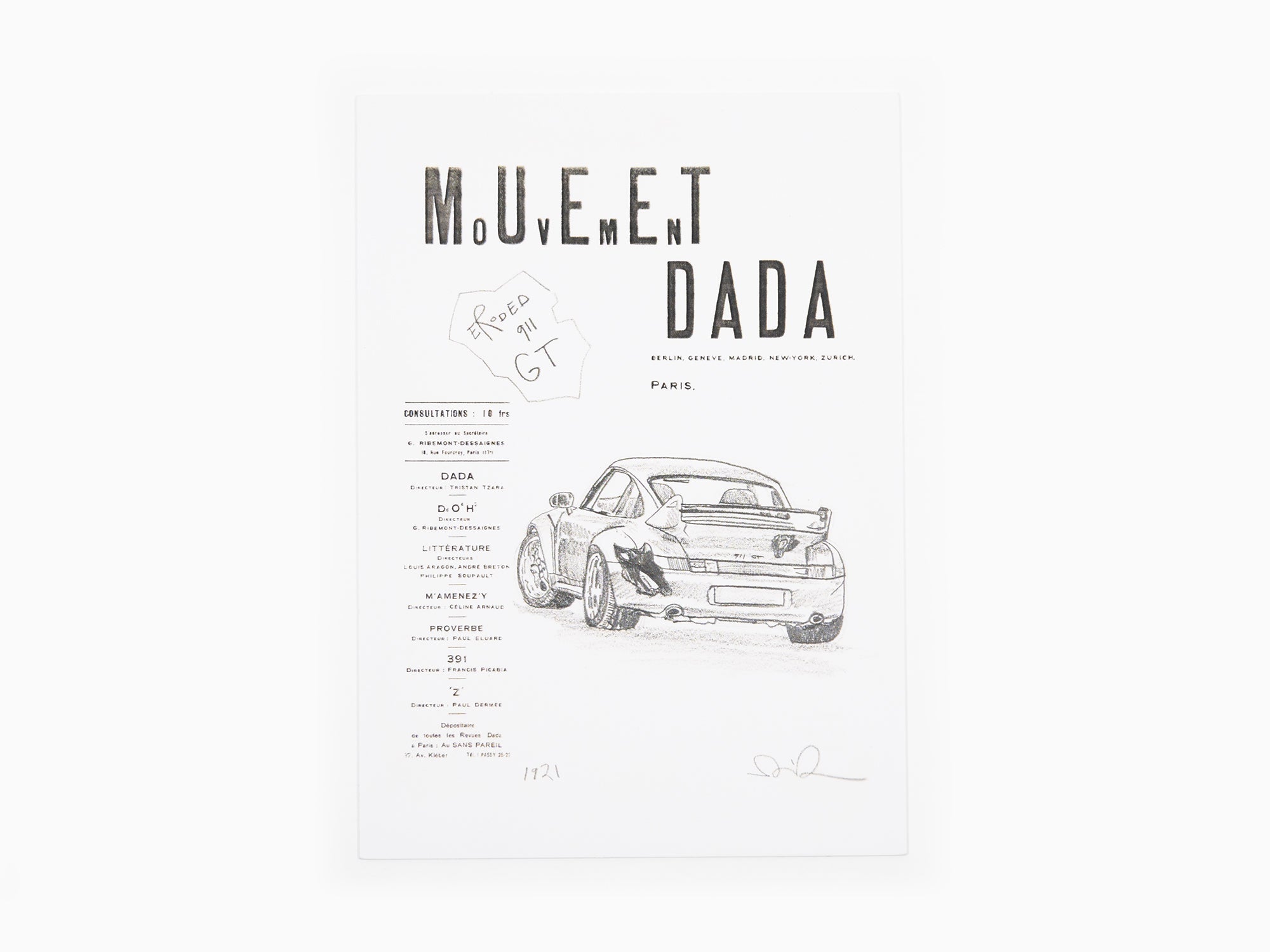 Daniel Arsham - Postcard "Dada Movement Letterhead : Study for Eroded ...